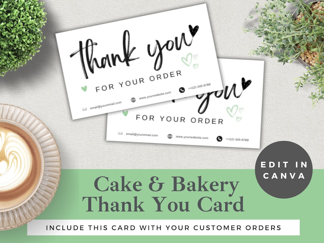 Cake and Bakery Thank You Card Template Editable | Instant Download ...