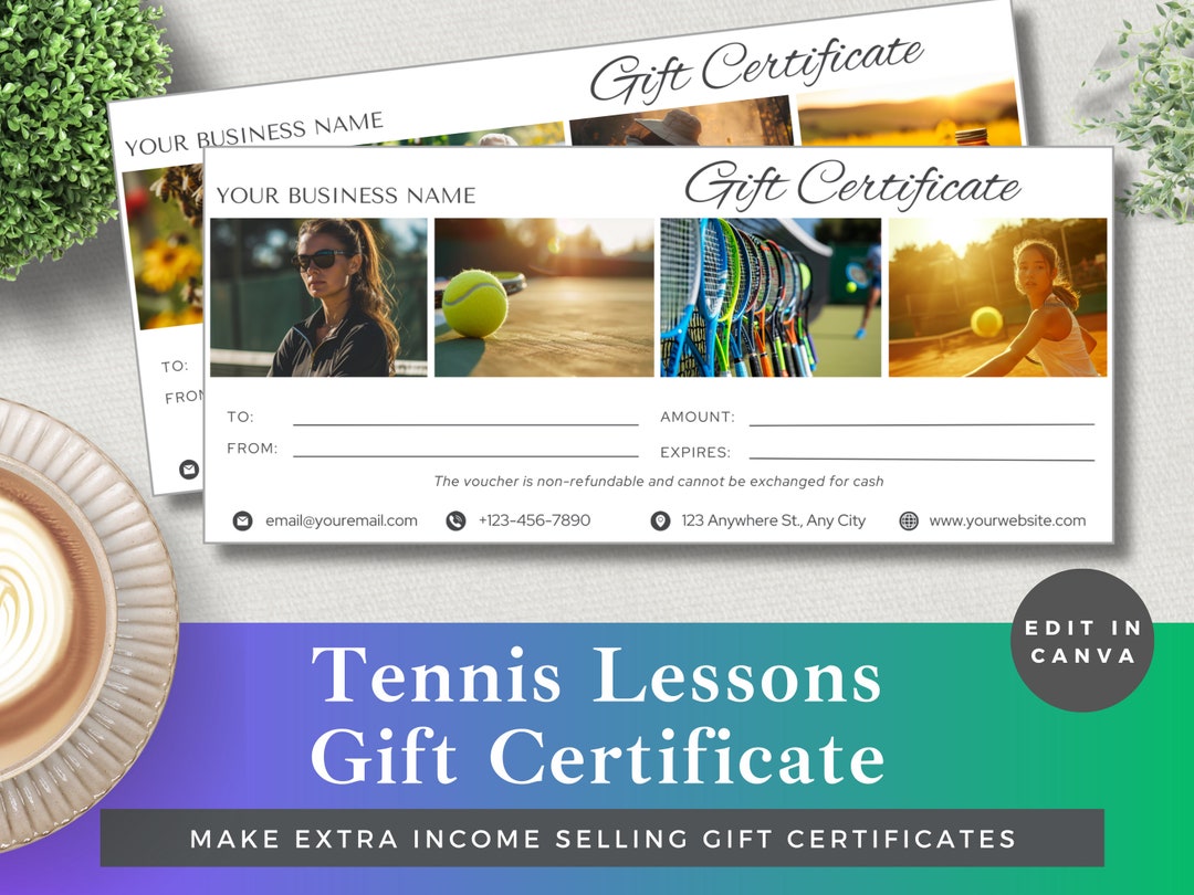 Tennis Lessons Gift Certificate Template: Luxury Coaching Voucher ...