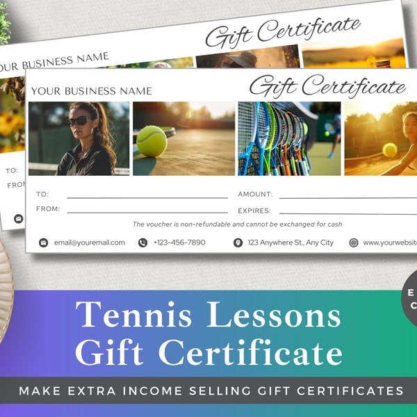 Tennis Lesson Gift Certificate - 60+ Gift Ideas for 2024
