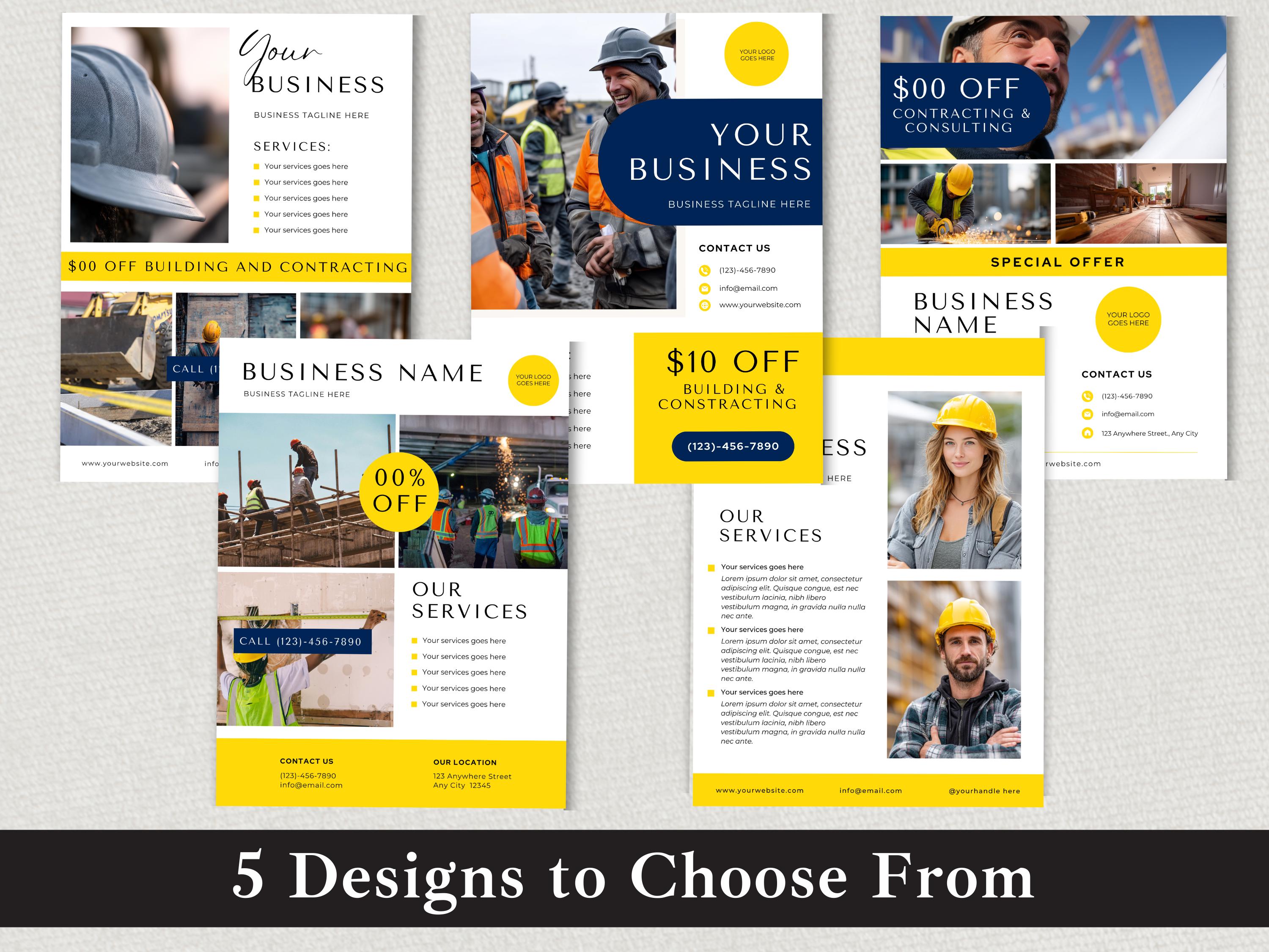 Contractor Flyer Template: Builder Marketing, Editable in Canva ...