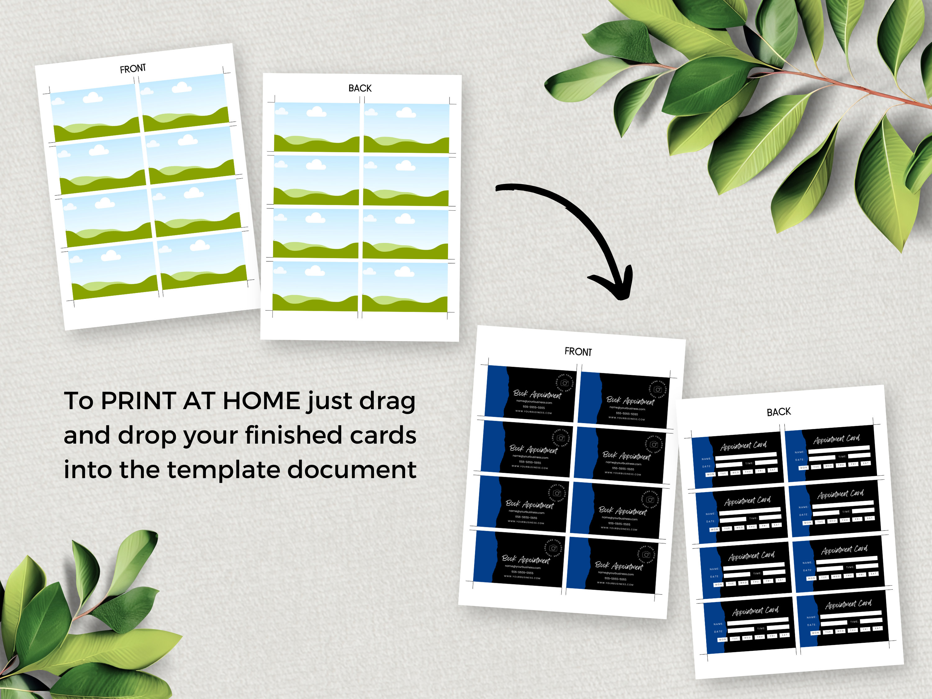 Barber Shop Appointment Card Template: Black & Blue Design (edit in ...