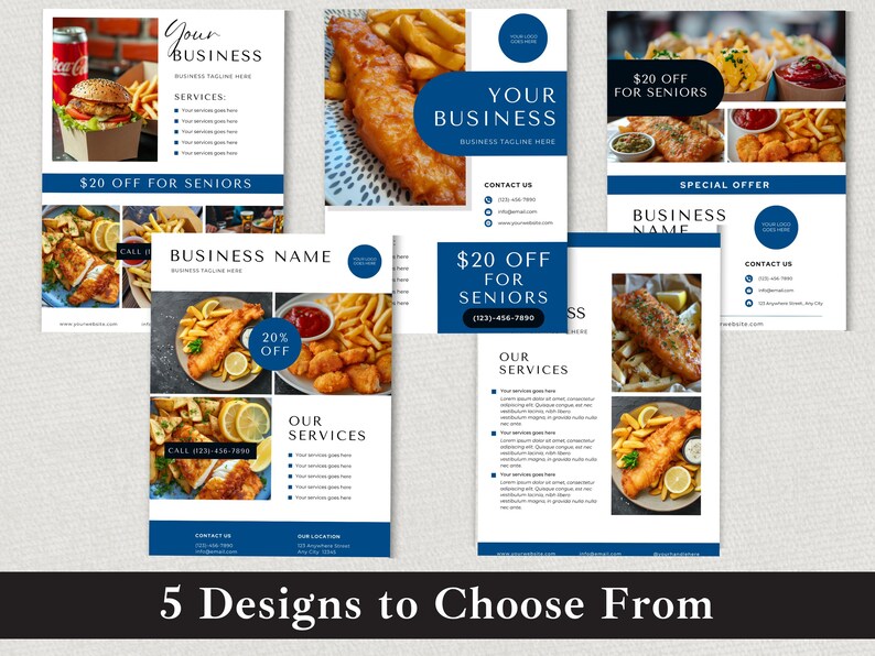 Editable Fish and Chips Flyer Template Bundle | DIY Restaurant ...