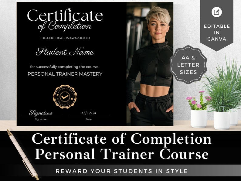 Certificate of Completion for Personal Trainer Course | Certificate ...