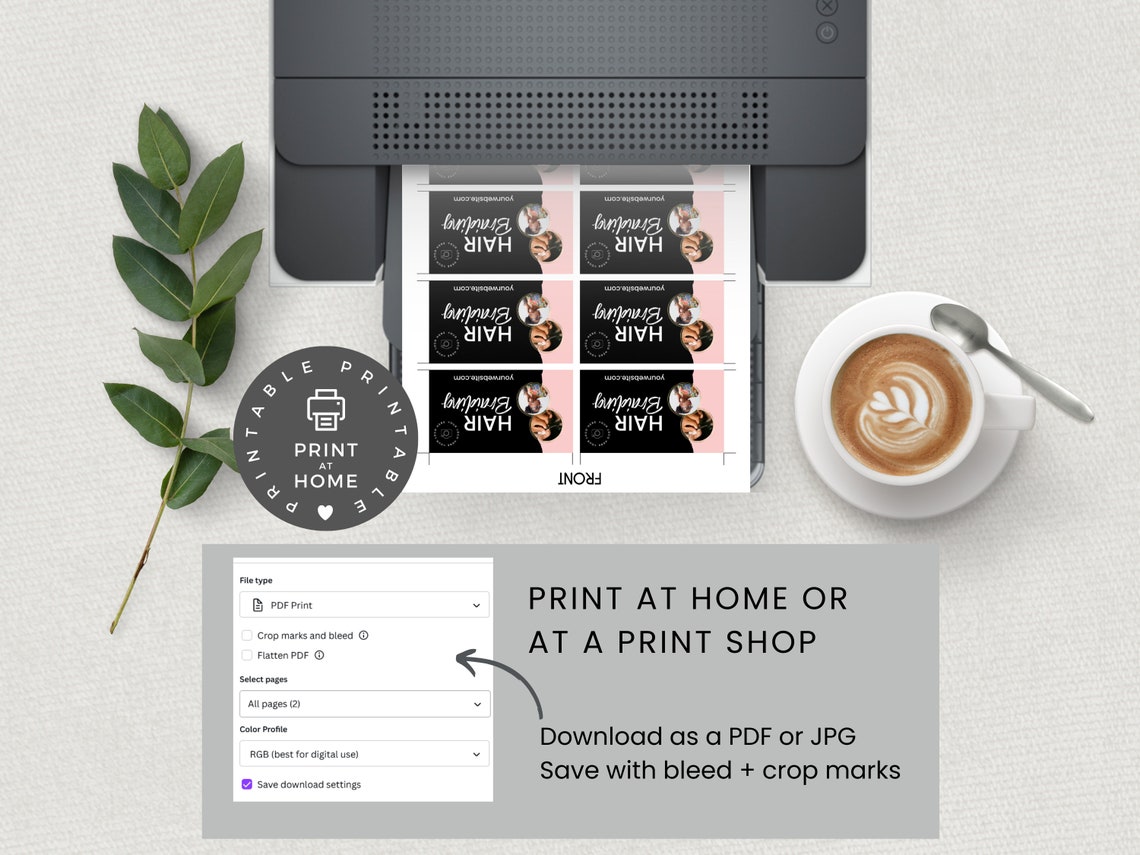 Hair Braiding Business Card Template: Blush Pink Salon DIY (edit in ...