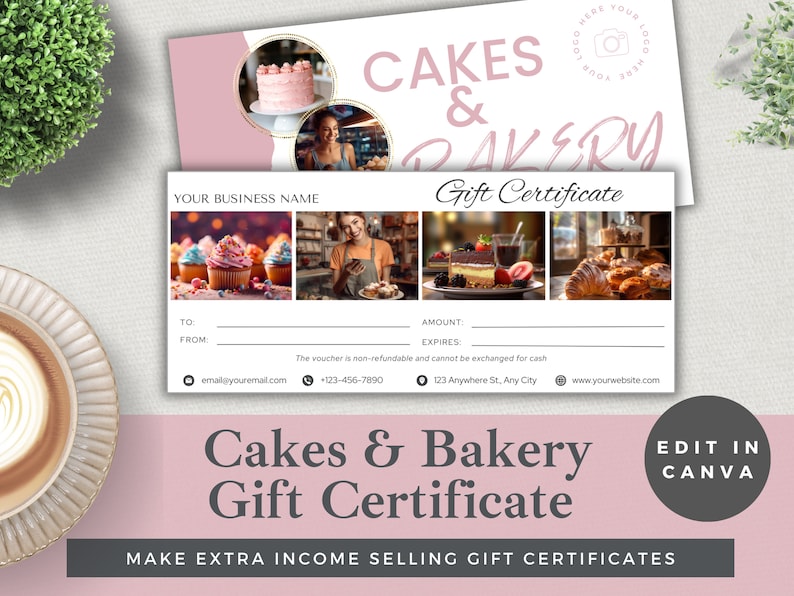 Editable Gift Certificate for Cakes and Bakery Shop | Canva Template ...