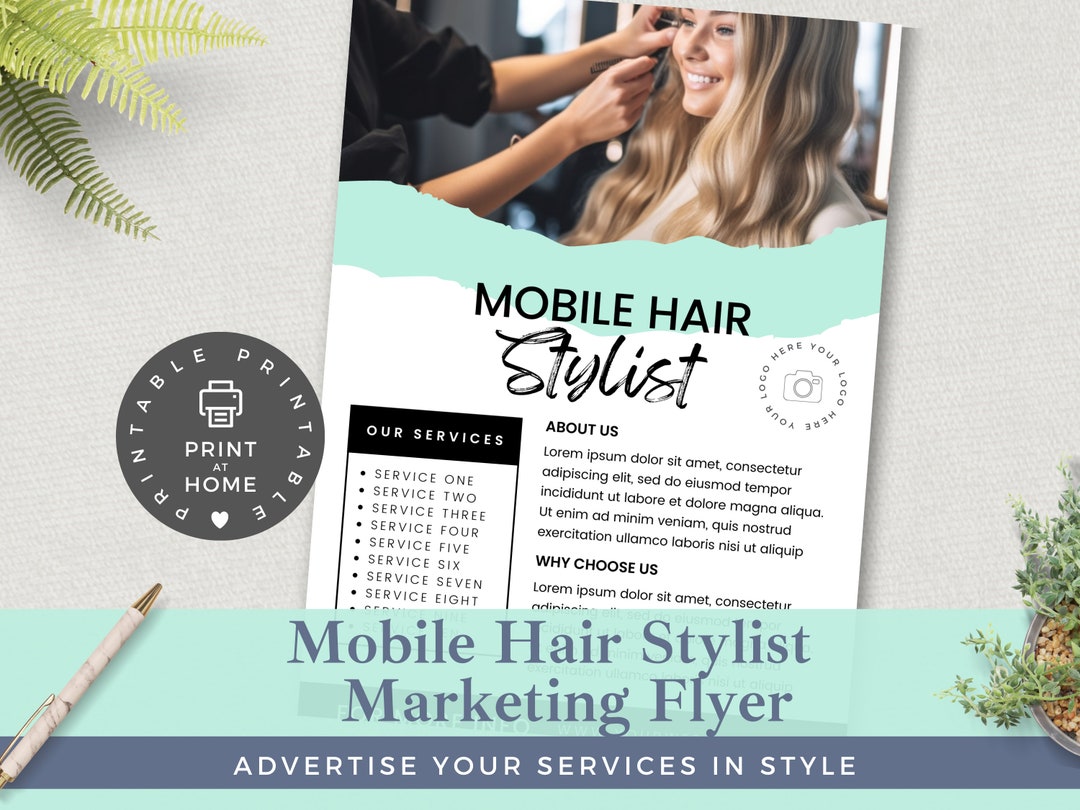 Mobile Hair Stylist Flyer | Editable DIY Marketing | Instant Access ...