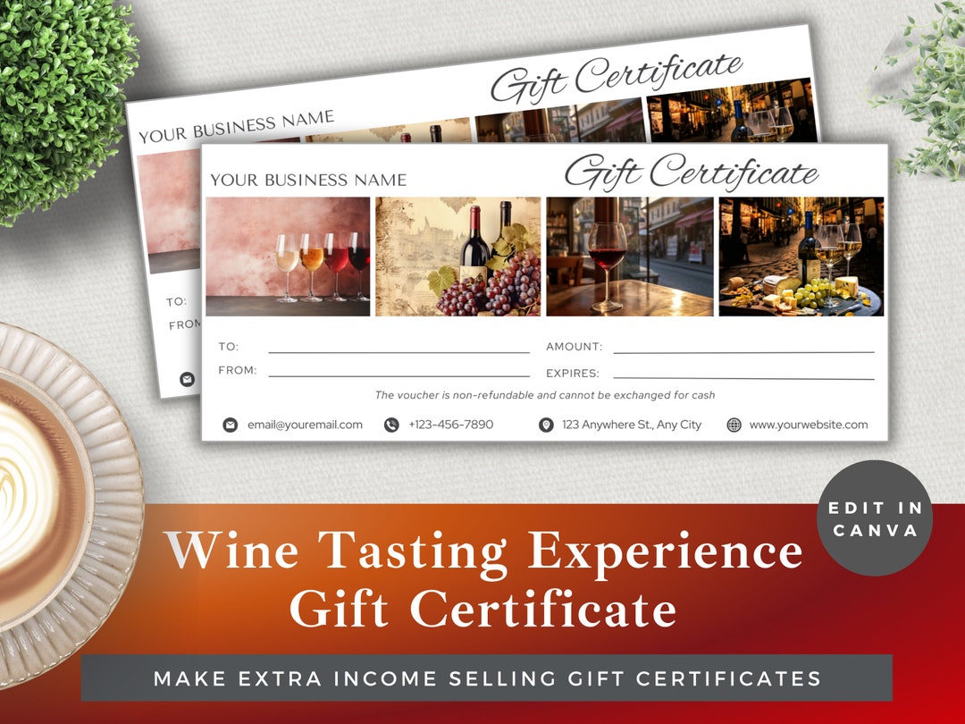 Wine Tasting Gift Certificate Template: Luxury Customer Voucher (canva ...