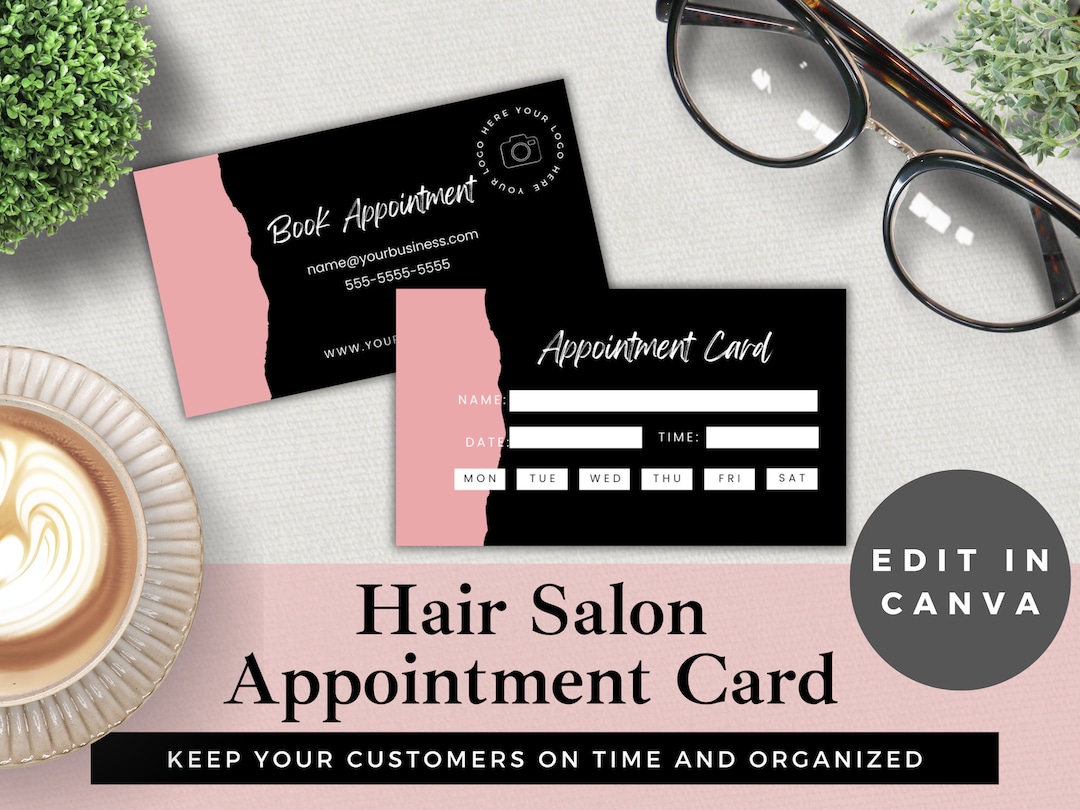 Editable Hair Stylist Appointment Card Template | Edit in Canva ...