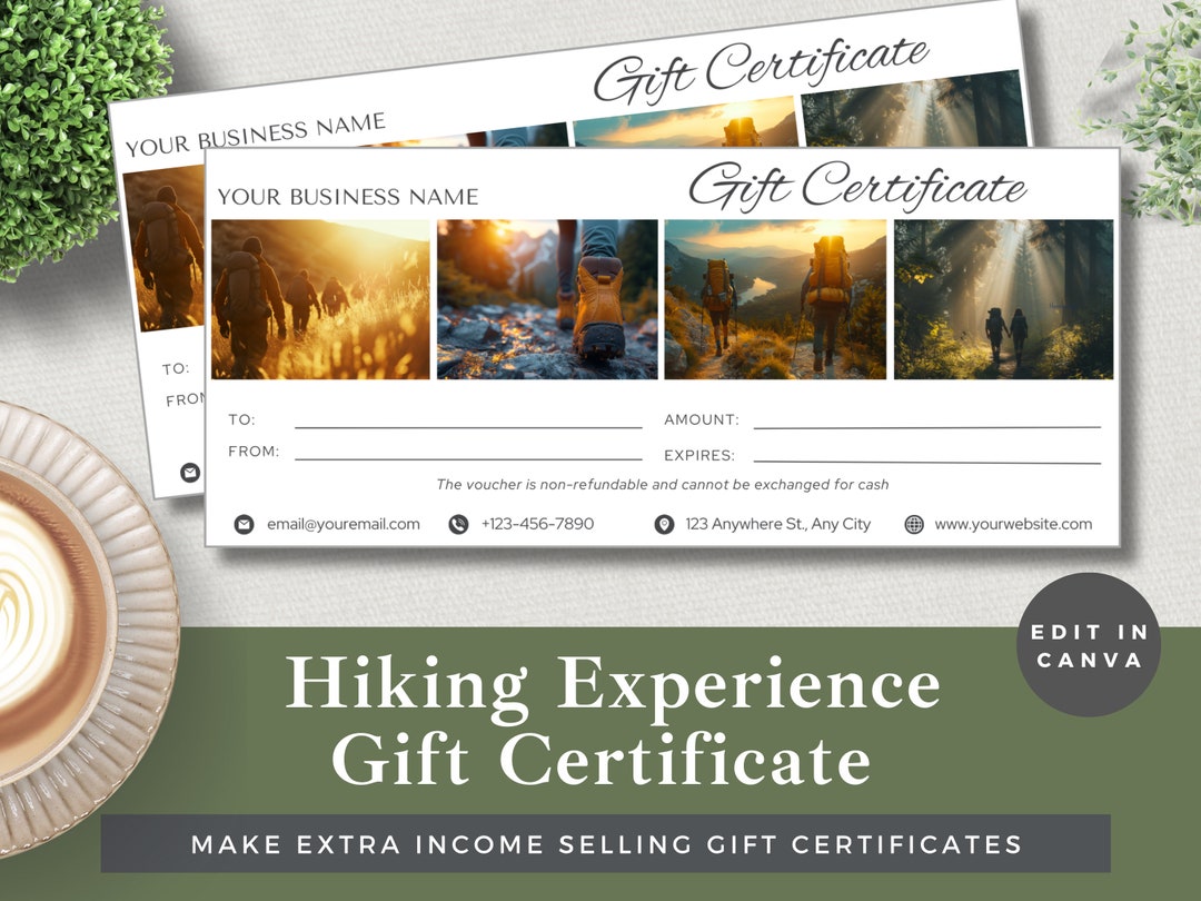 Editable Gift Certificate for Hiking Experience | Canva Template ...