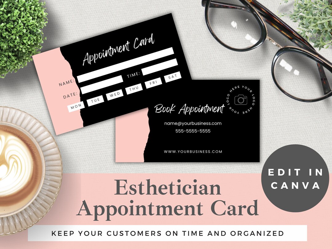 Esthetician Appointment Card Template: Pink & White Salon Reminder ...