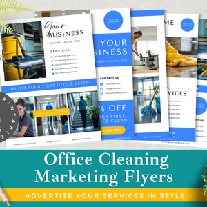 Office Cleaning Flyer | Editable DIY Marketing | Instant Download | Set of 5 | Edit in Canva ...