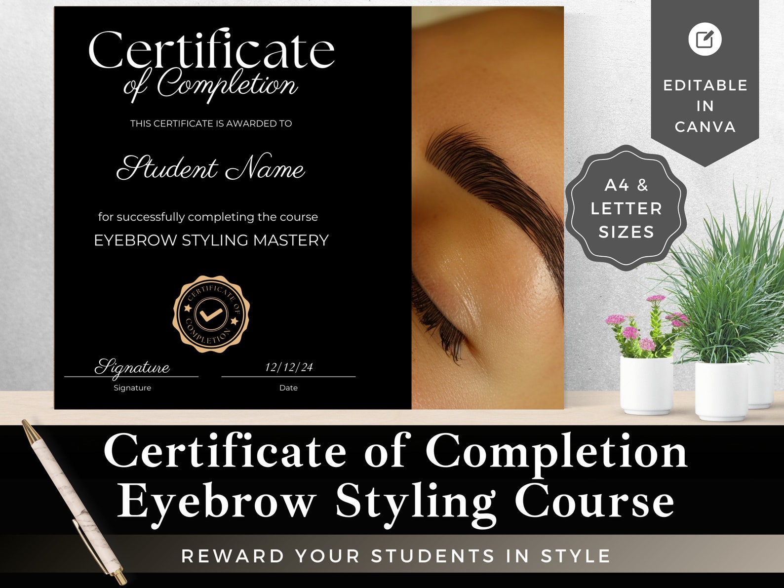 Certificate of Completion for Eyebrow Styling Course | Certificate ...