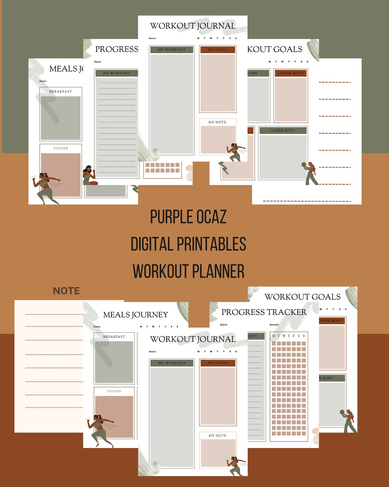 PDF Printable Work Out Planner, Printable Planner, Undated Workout ...