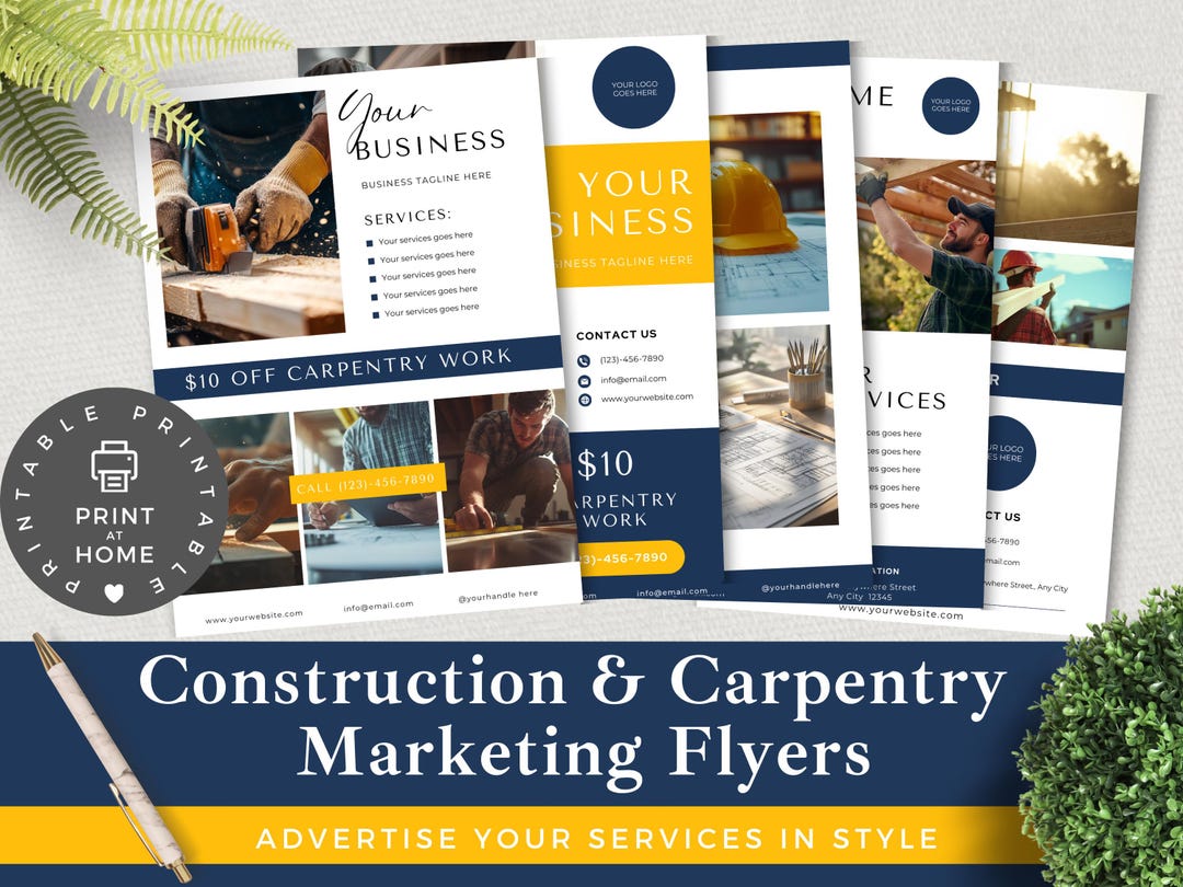 Construction & Carpentry Flyer Bundle: Handyman Marketing Templates ...