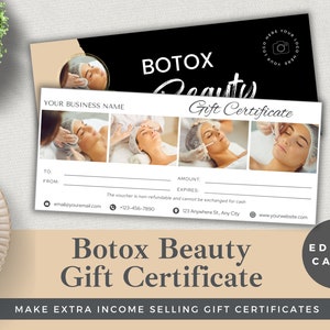 Editable Gift Certificate for Botox Filler Business | Canva Template ...