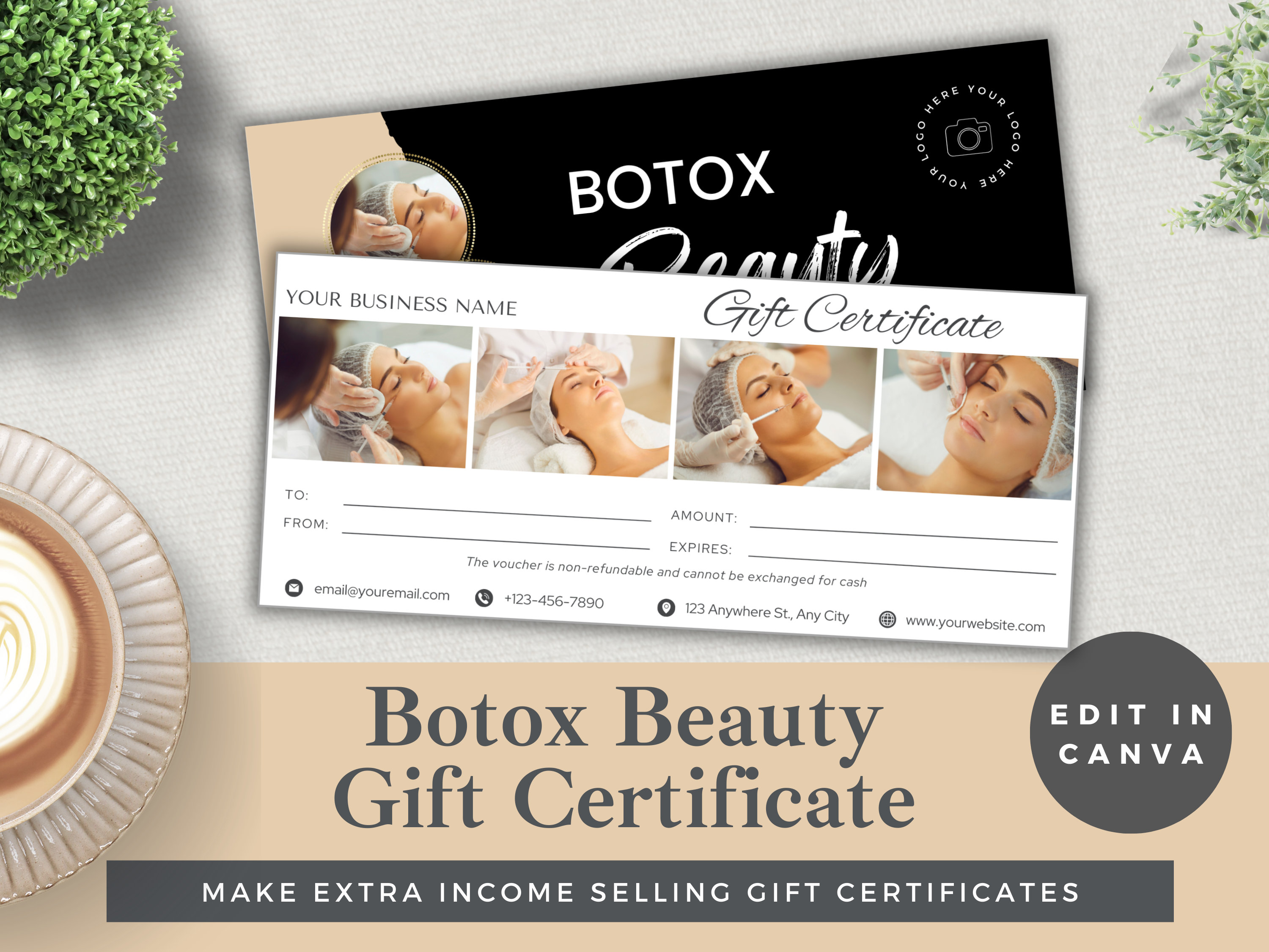 Editable Gift Certificate for Botox Filler Business | Canva Template ...