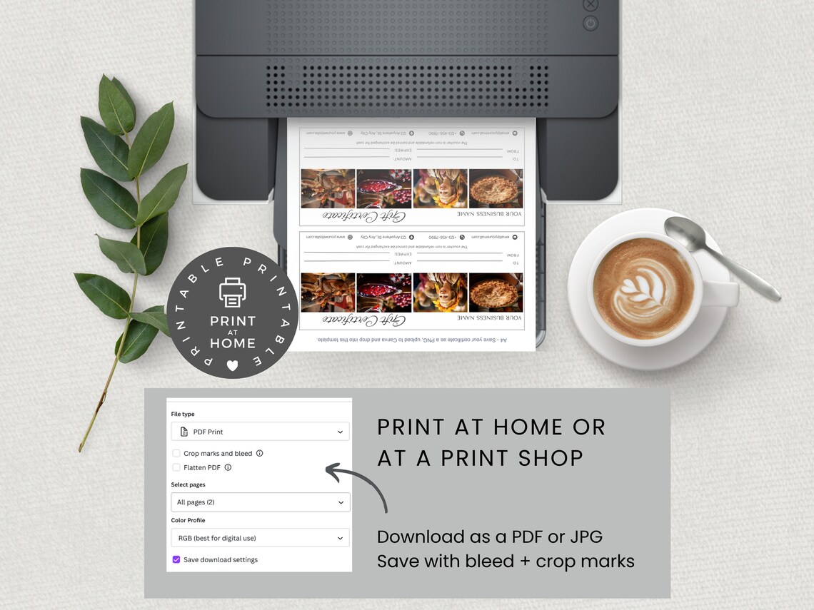 Editable Gift Certificate Thanksgiving Edit Template in Canva Instant ...