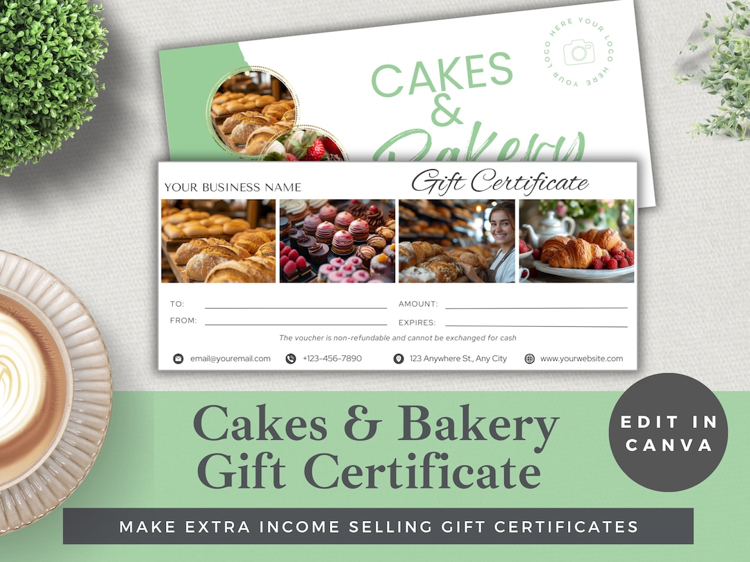 Editable Gift Certificate for Cakes and Bakery Shop | Canva Template ...