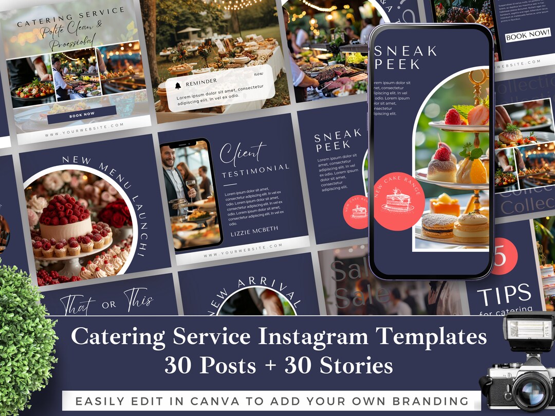 Catering Service Instagram Templates: Editable Posts & Stories Bundle ...