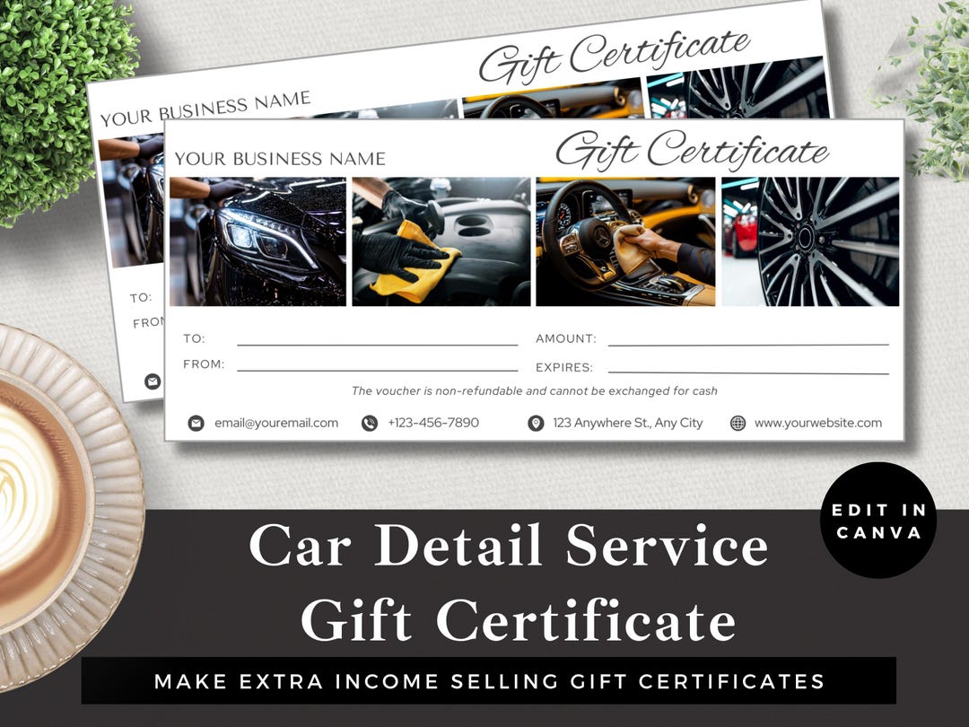 Car Detailing Gift Certificate Template: Luxury Auto Voucher (digital ...