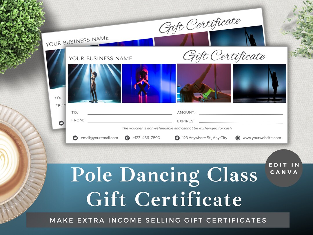 Editable Gift Certificate for Pole Dancing Class | Canva Template ...
