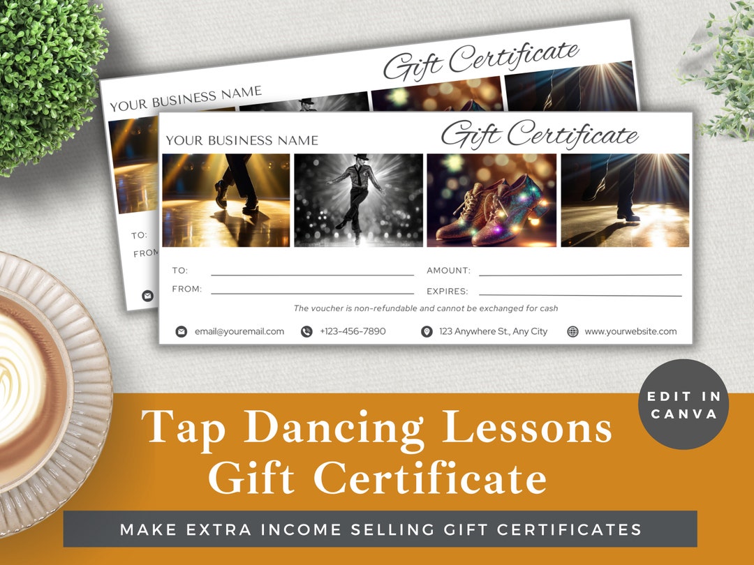 Editable Gift Certificate Tap Dancing Lessons | Edit Template in Canva ...
