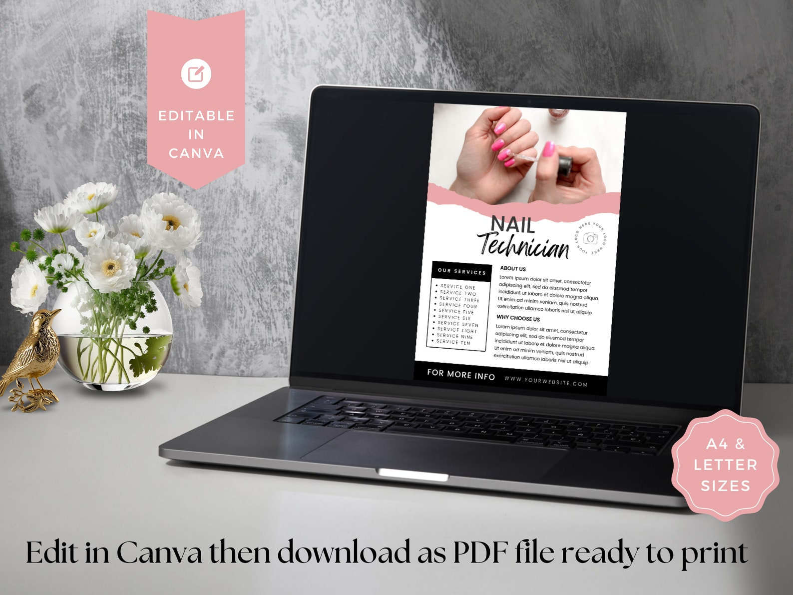 Nail Technician Flyer | Editable DIY Marketing | Instant Download ...