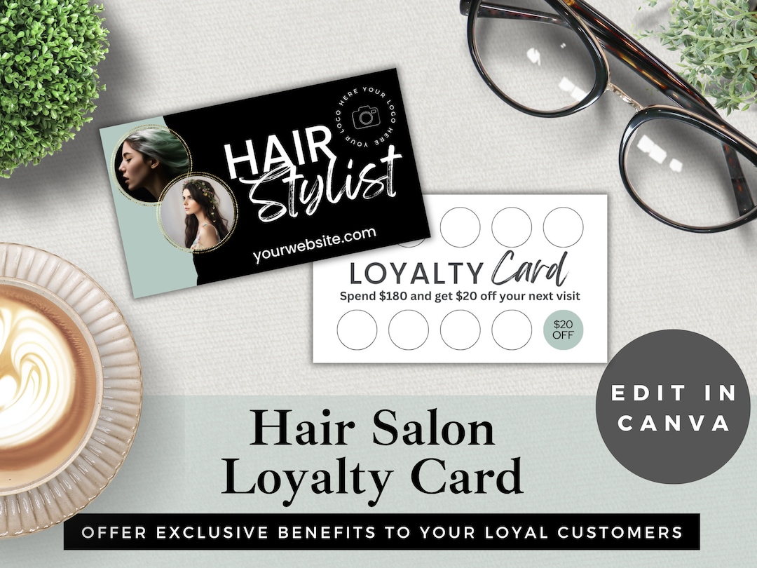 Editable Hair Stylist Loyalty Card Template | Beauty Salon Customer ...