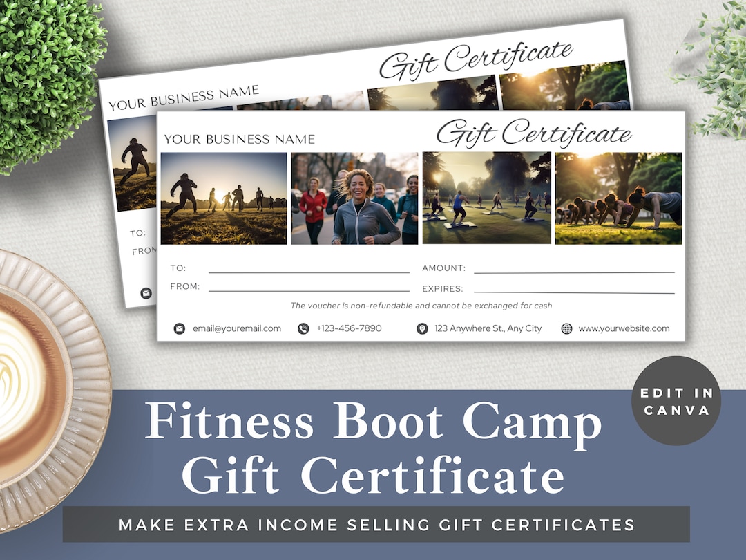 Boot Camp Gift Certificate Template: Luxury Fitness Voucher (canva Edit ...