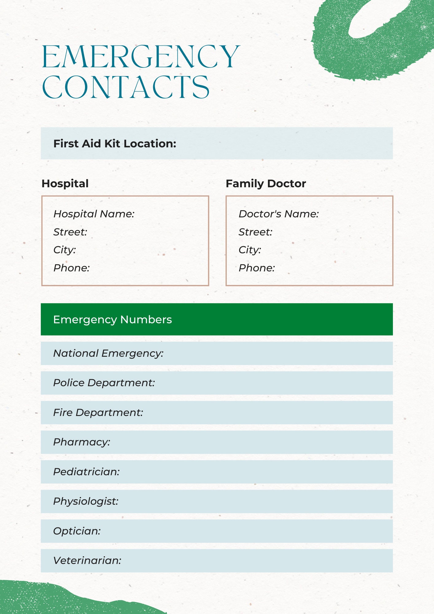 PDF Printable Medical Emergency Planner, Printable Planner, Instant ...