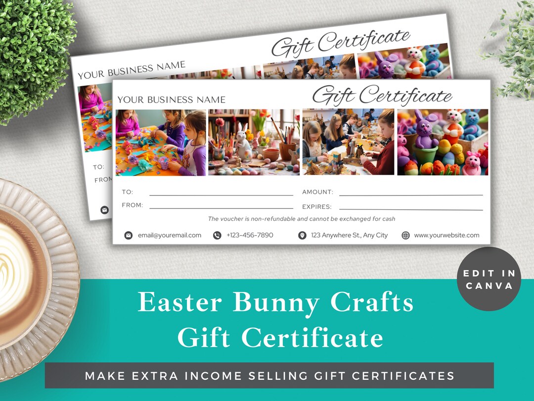 Editable Gift Certificate Easter Bunny Craft Workshop | Edit Template ...