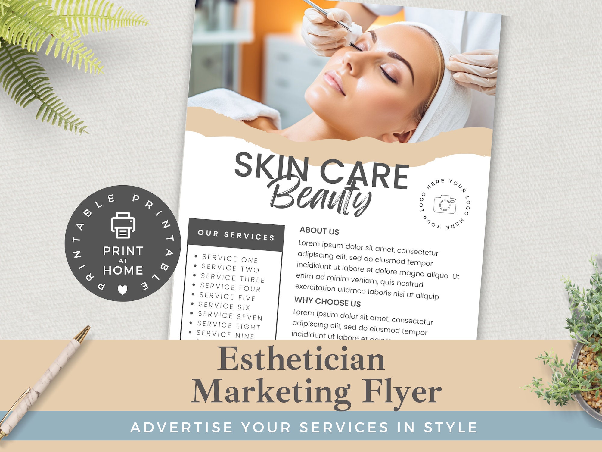 Editable Esthetician Marketing Flyer | Edit in Canva | Instant Download ...