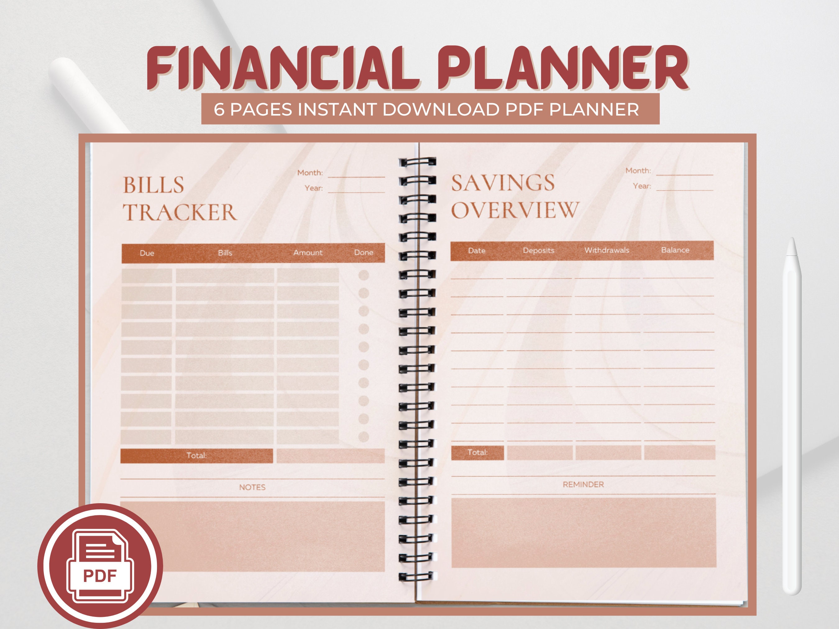 PDF Printable Finance Tracker Instant Access Printable - Etsy