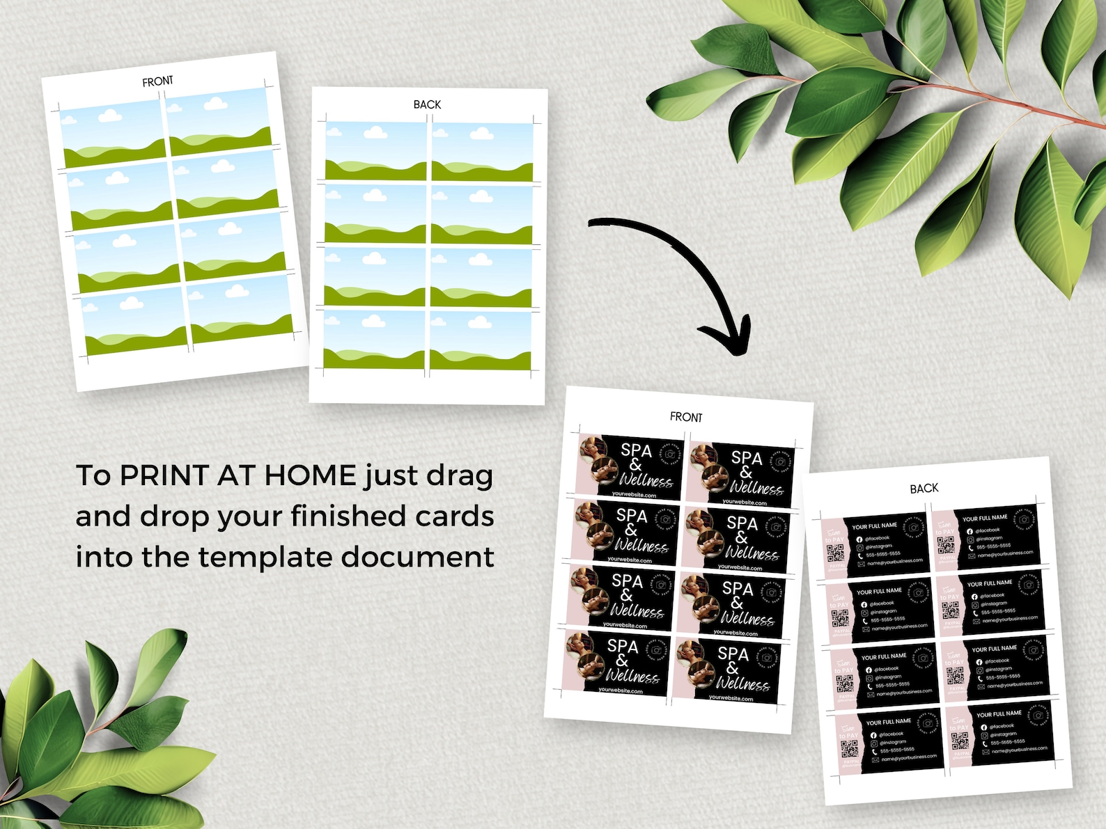 Spa and Wellness Card Template Bundle | Edit in Canva | Instant ...