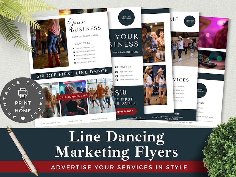 Line Dancing Flyer Bundle | Editable DIY Marketing | Instant Download ...