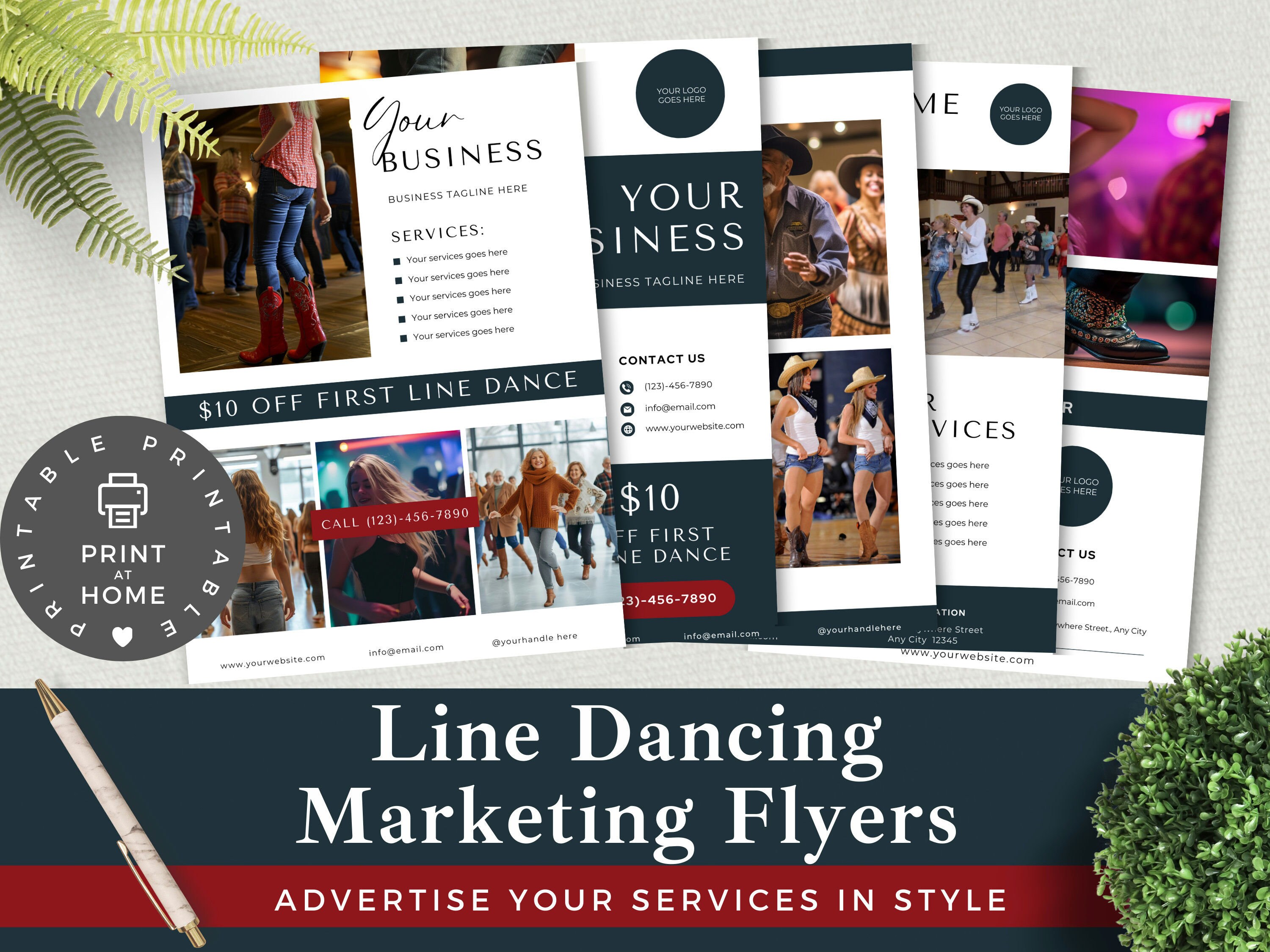 Line Dancing Flyer Bundle | Editable DIY Marketing | Instant Download ...