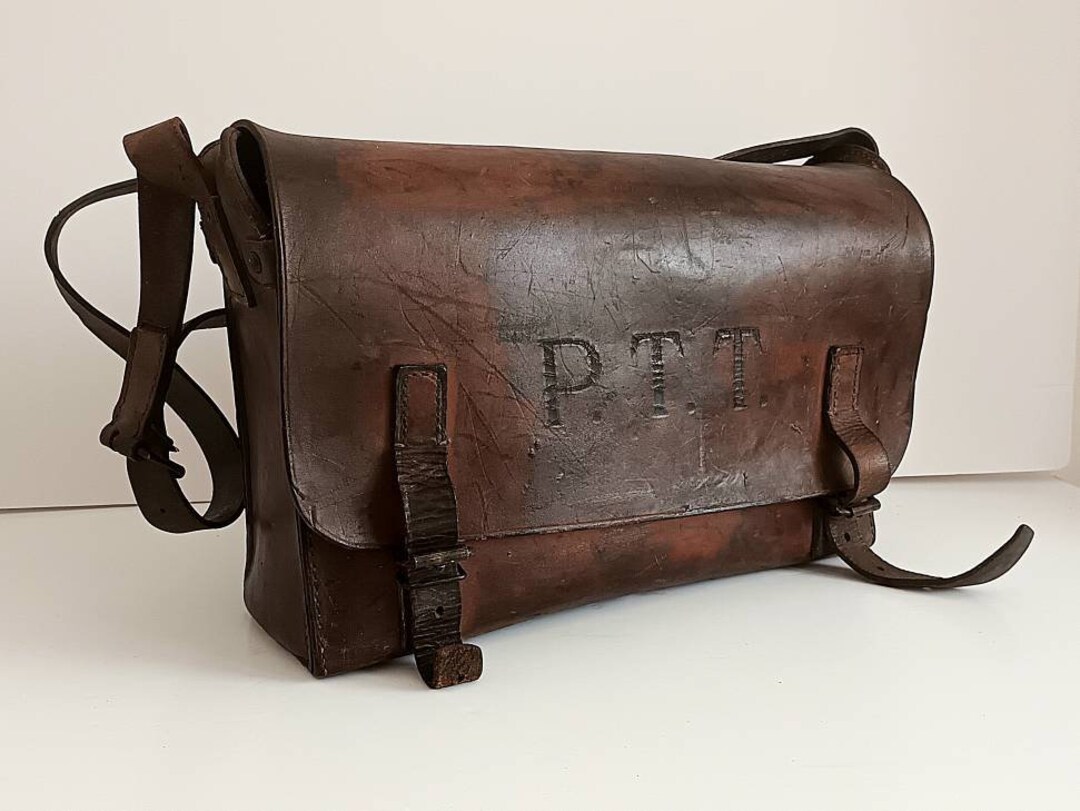 Vintage French PTT Messenger Bag | French Postman Leather Bag | Real ...