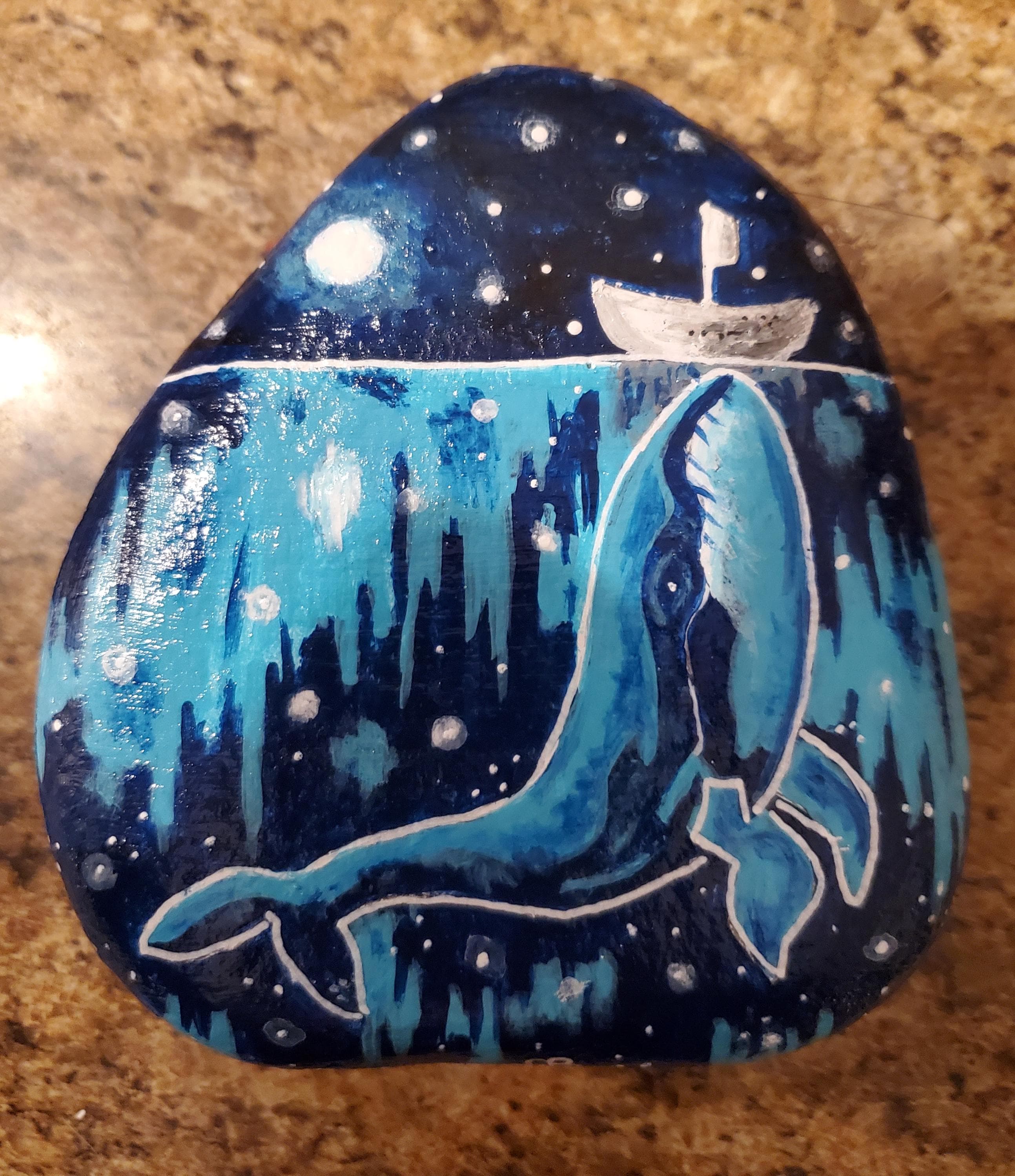 Hand Painted Blue Whale Rock - Etsy
