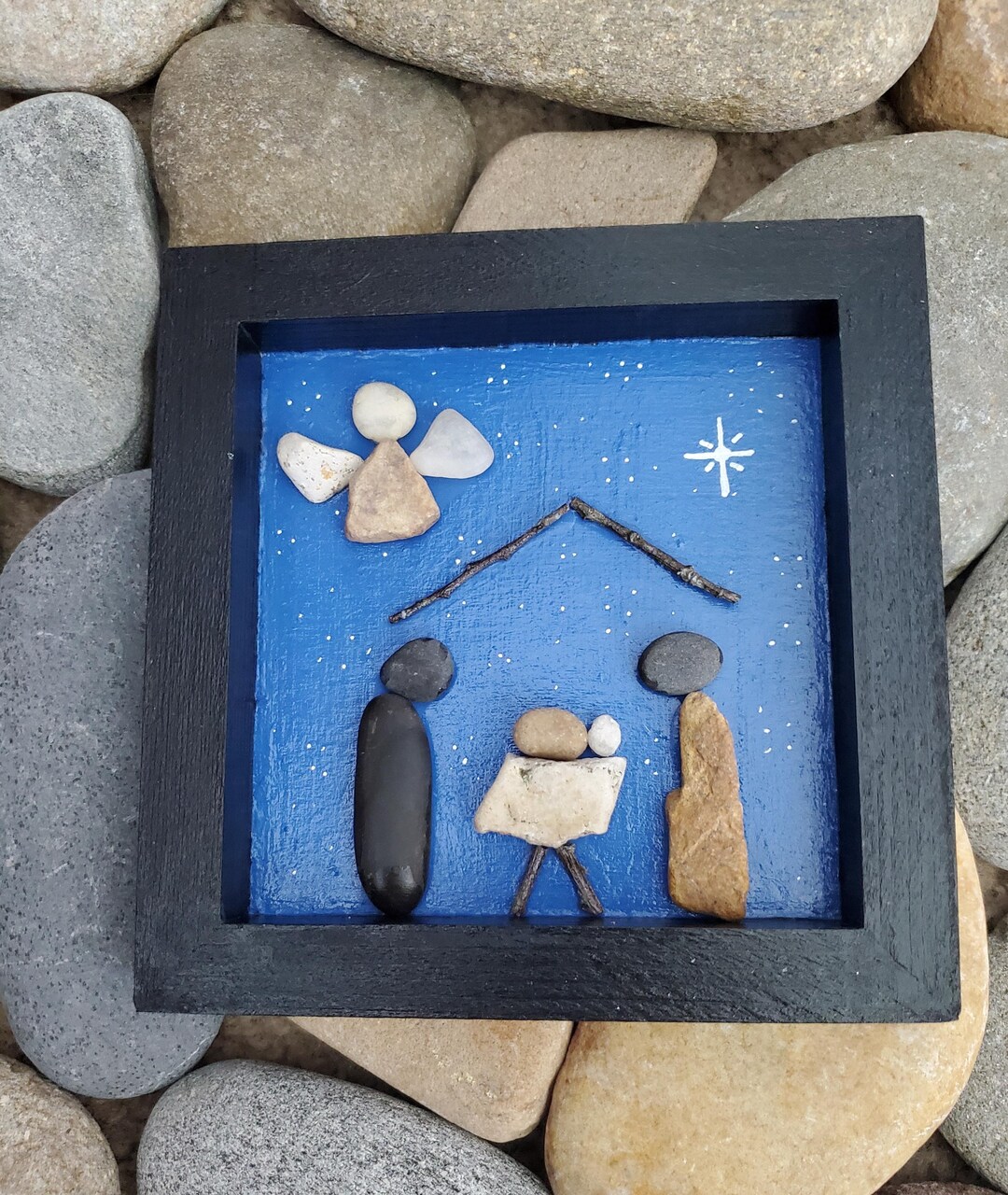 Nativity Scene Pebble Art 6X6 - Etsy