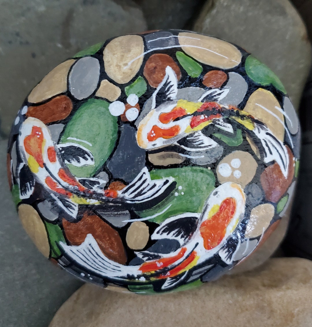 Hand Painted Koi Fish Rock Art - Etsy