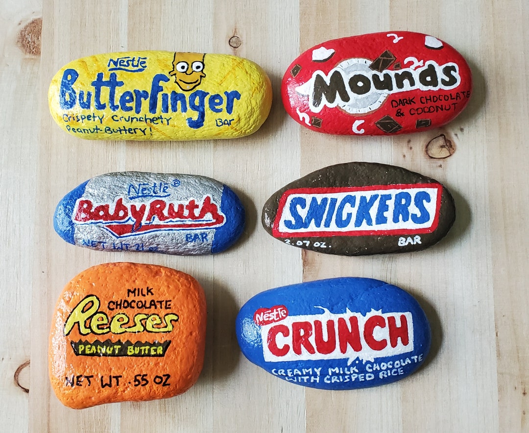 Set of 6 Hand Painted Candy Rocks Set 1 - Etsy