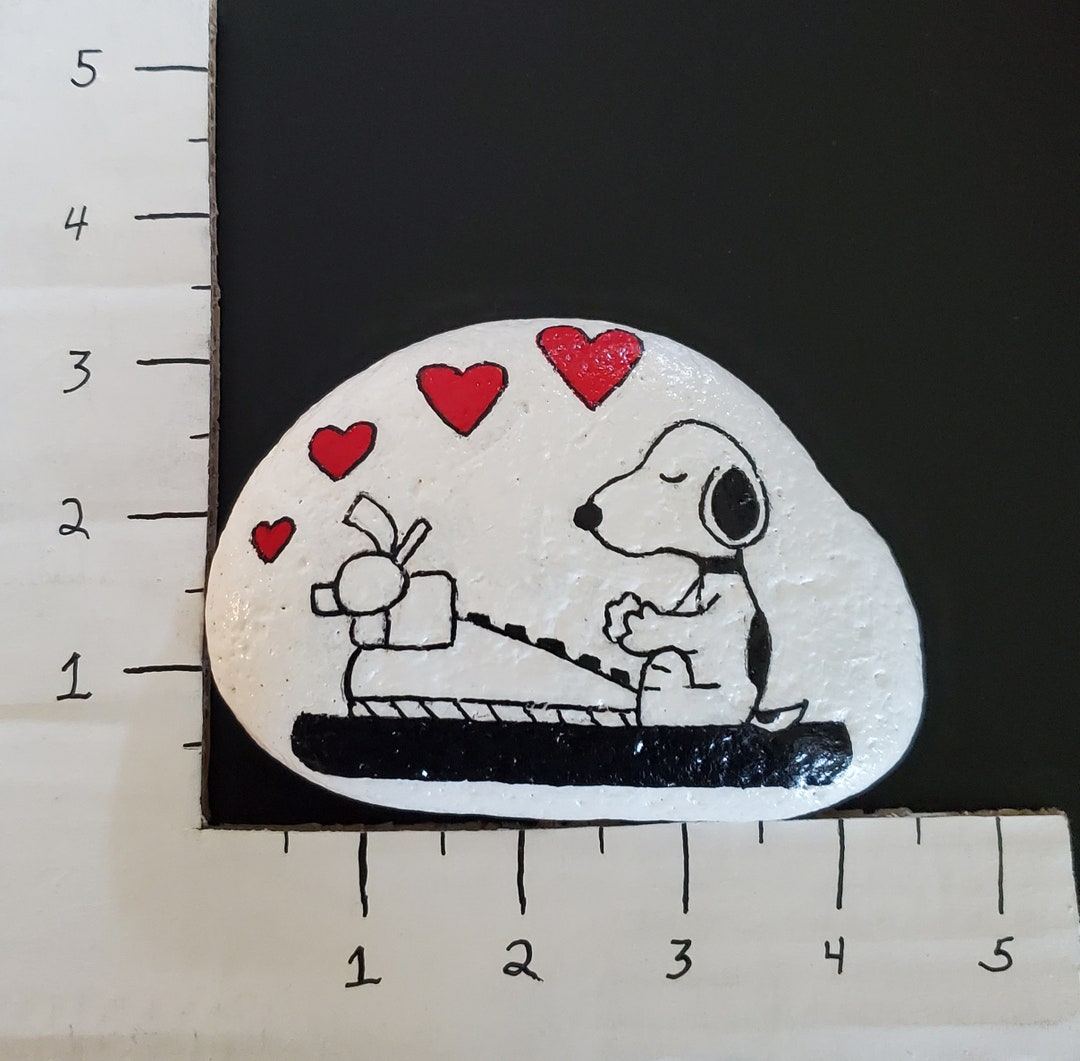 Black and White Snoopy Inspired Hand Painted Rock - Etsy
