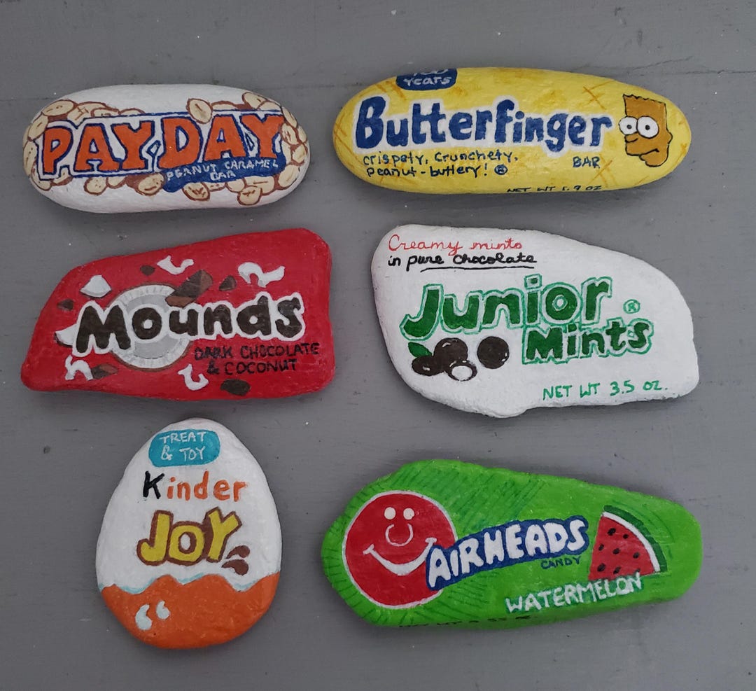 Set of 6 Hand Painted Candy Rocks Set 1 - Etsy
