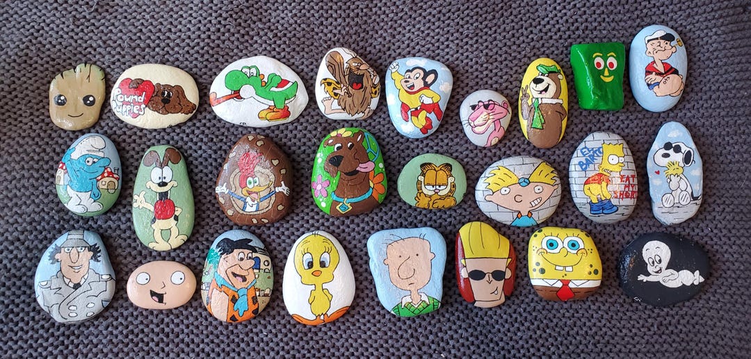 PICK 6 Cartoon Hand Painted Rocks - Etsy