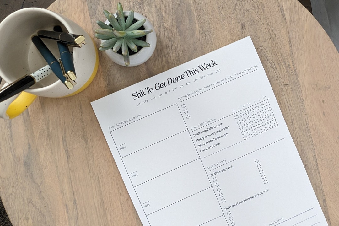 2026 Undated Funny Calendar Weekly Shit to Do Notepad Planner | Funny ...