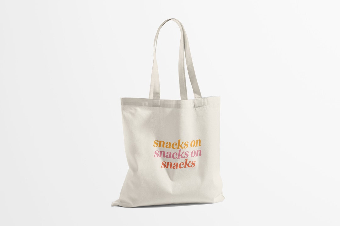 Snacks on Snacks Canvas Tote Bag | Custom Women's Canvas Funny Tote Bag ...