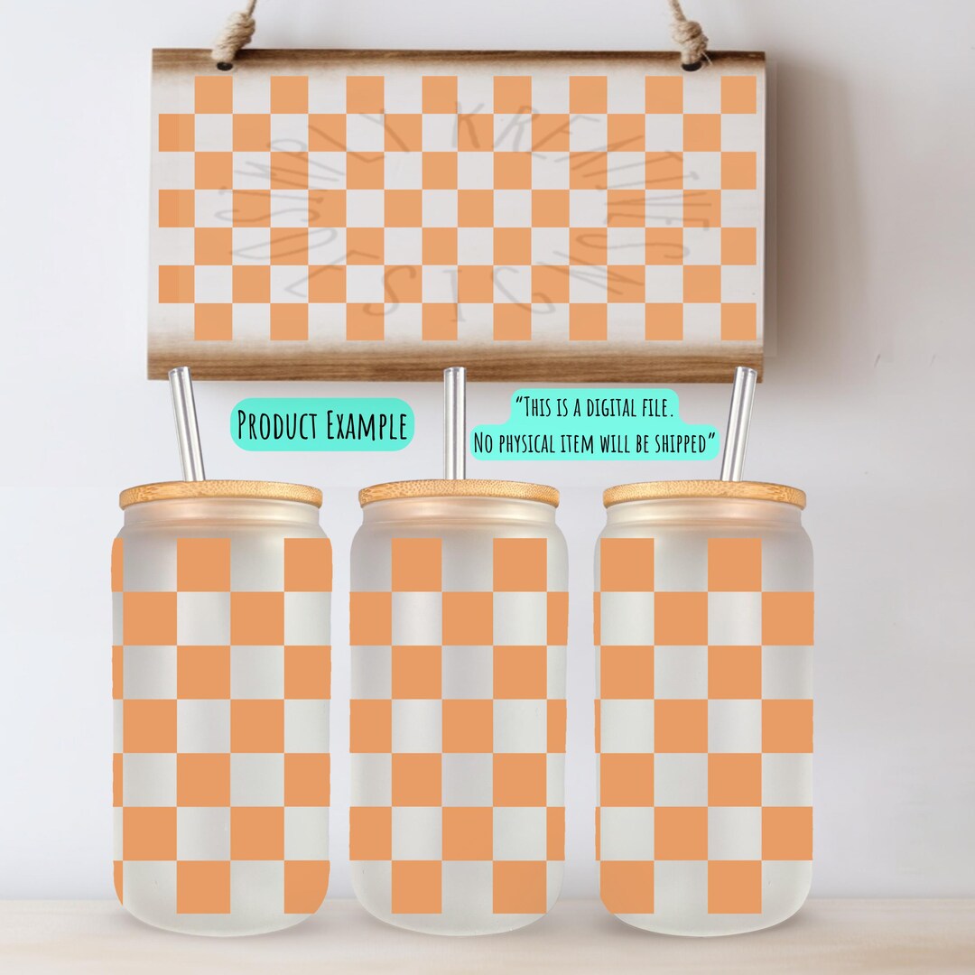 Brown Checkered Glass Can Wrap, Sublimation PNG (digital Download) - Etsy