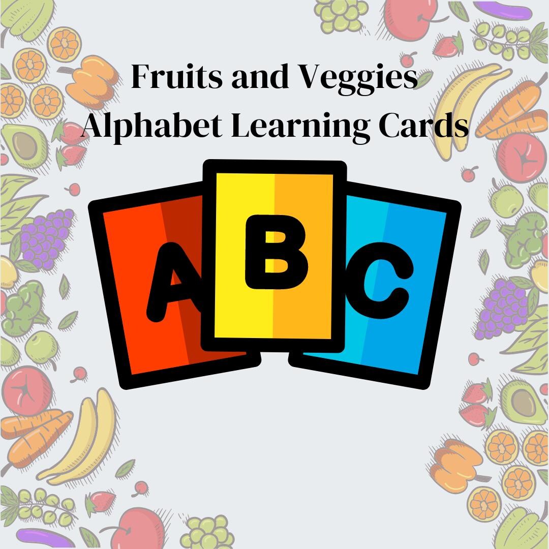 Fruits and Veggies Alphabet Learning Cards - Etsy