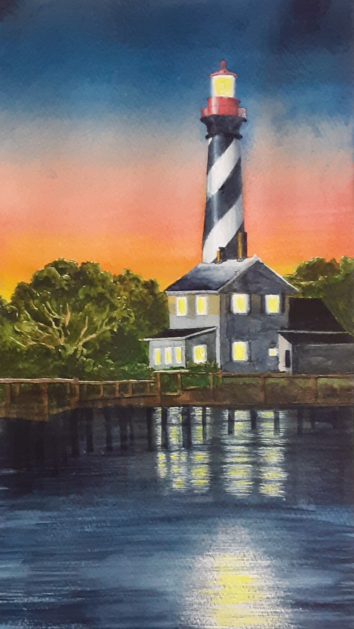 Fine Art Print of Saint Augustine Lighthouse-lighthouse Fine Art Print-lighthouse Watercolor ...