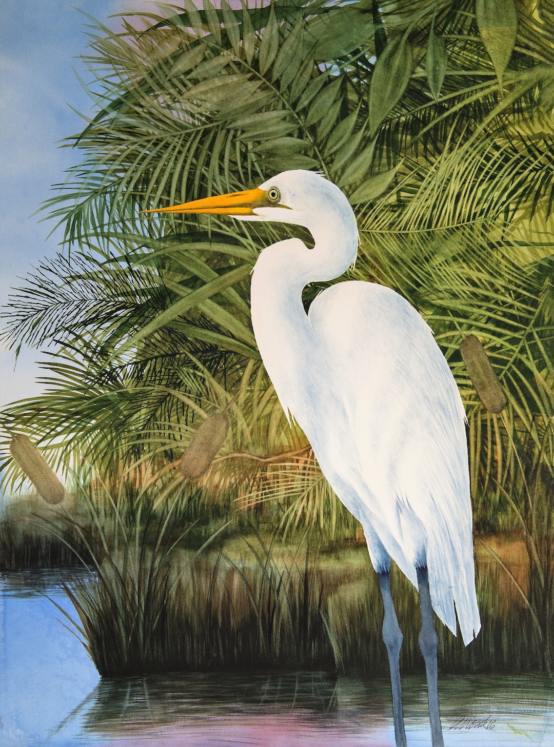 Great White Egret Fine Art Print-great Egret Art Print-egret Bird Art ...